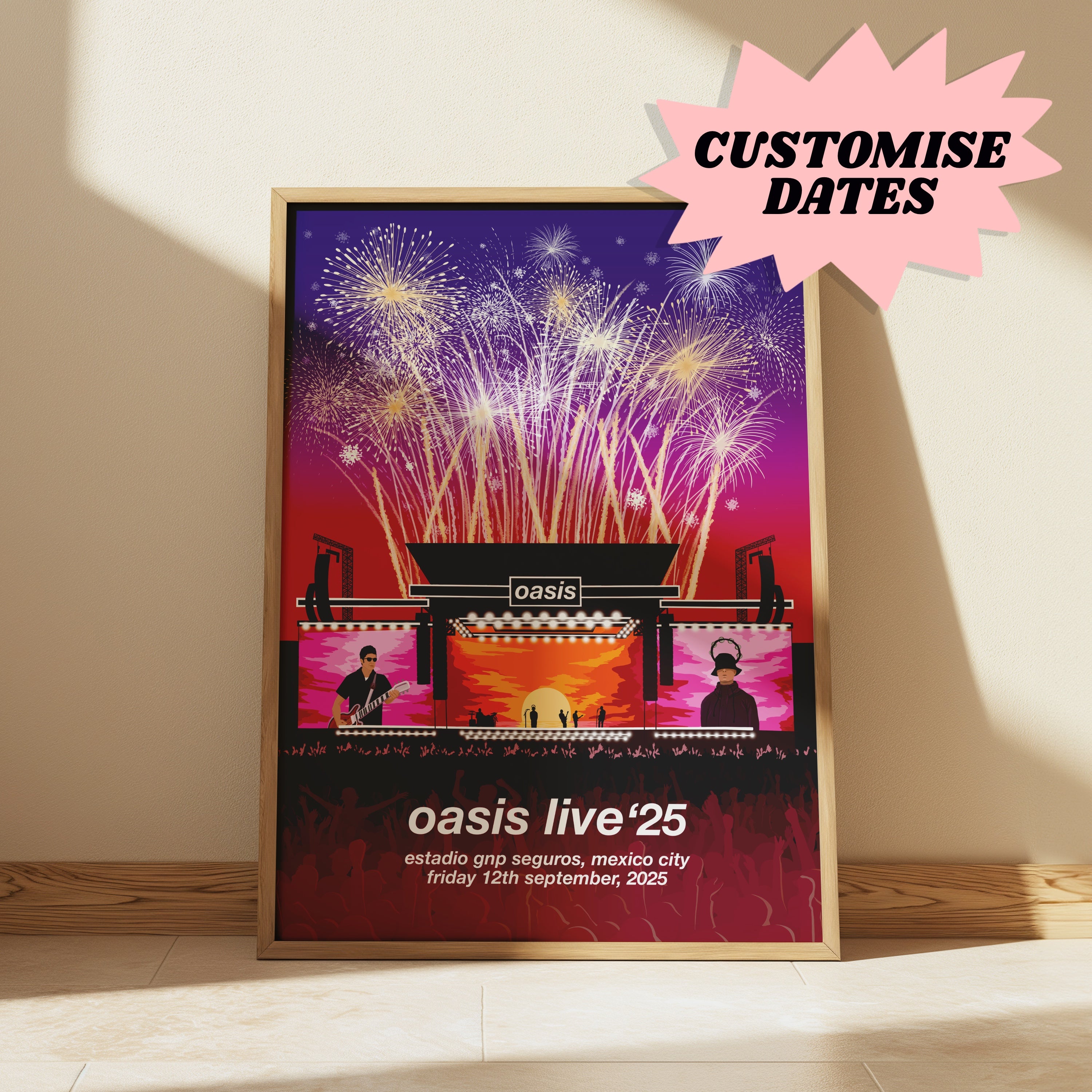 Customisable Oasis Mania Worldwide Stage Tour Art Print – LFH Studio